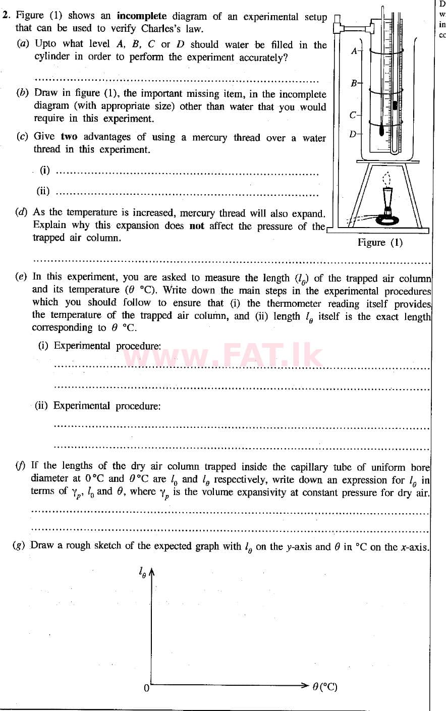 National Syllabus : Advanced Level (A/L) Physics - 2018 August - Paper ...