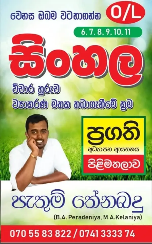 Sinhala Classes - Grades 6, 7, 8, 9, 10, 11, O/L