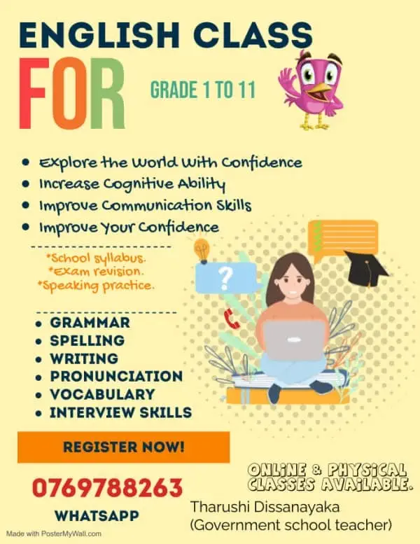 English Classes for Grade 1 to 11