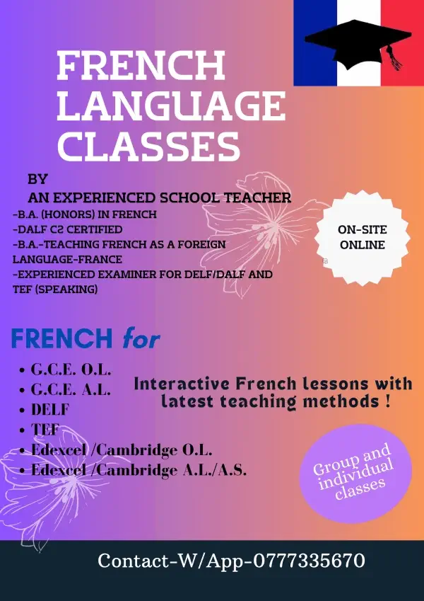French classes from grade 6-13 and for DELF / TEF