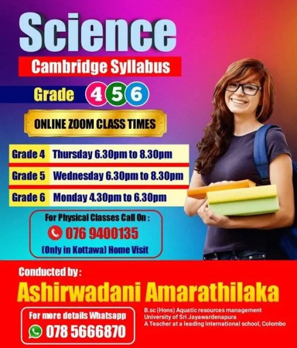 Science Grade 1 to OL - Zoom Online and Physical Classes