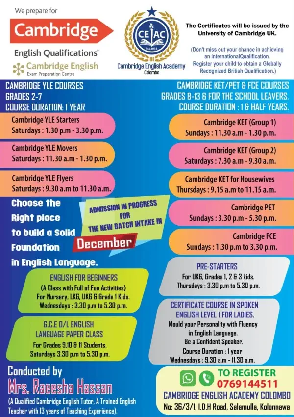 Cambridge English Academy Colombo - Kolonnawa