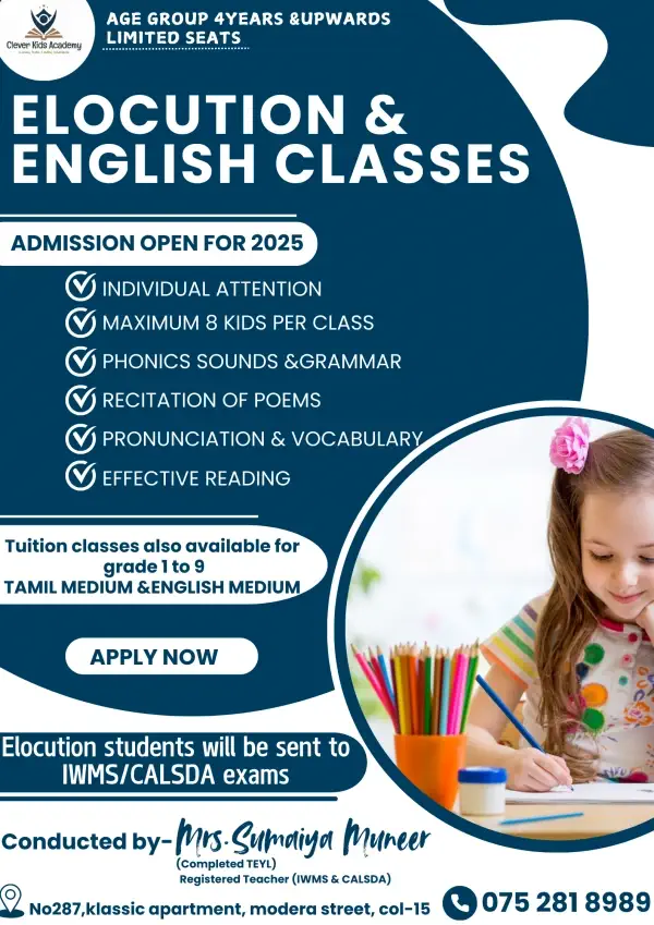 Tuition English & Elocution classes